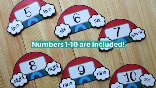 Number Word Recognition Activities: Rainbow Numbers! Number Word Matching