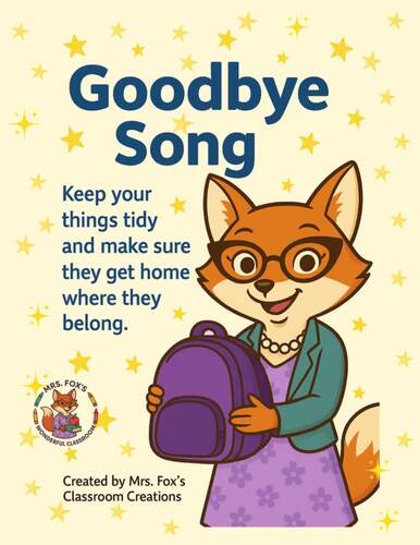 Goodbye Song, Pack-Up Checklist & Parent Note | End-of-Day Routine