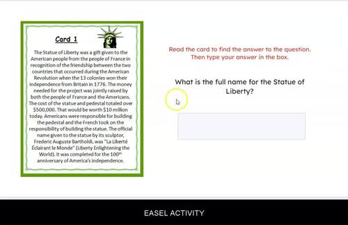 Statue of Liberty Activity Symbol of America Scavenger Hunt with Easel ...