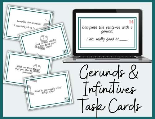 Adult ESL Gerunds and Infinitives English Grammar Task Cards & Activities
