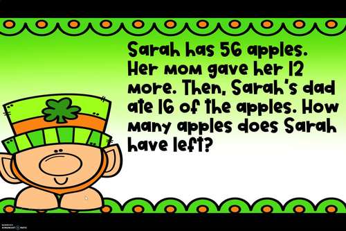 St. Patrick's Day Two Step Word Problems Game by Julia's Colorful Classroom