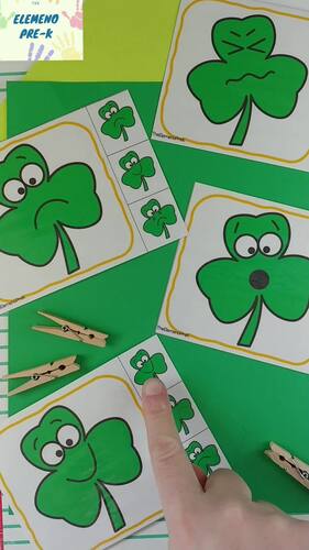Emotion Shamrock Clip Cards St Patrick's Day Morning Tub by ElemenoPreK