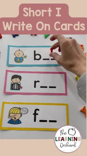 CVC WORD FAMILIES Short I Write on Fill in Card Phonics Activity ...