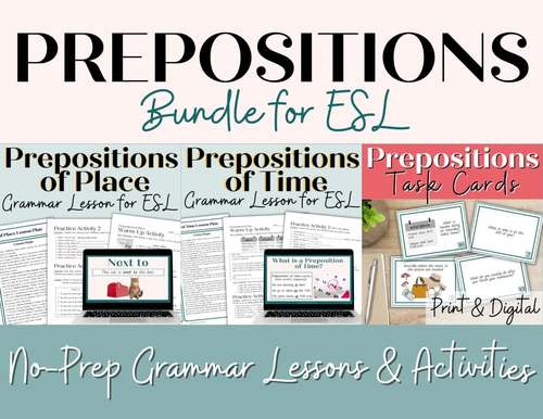 Beginner Adult ESL Prepositions English Grammar Lessons, Worksheets ...