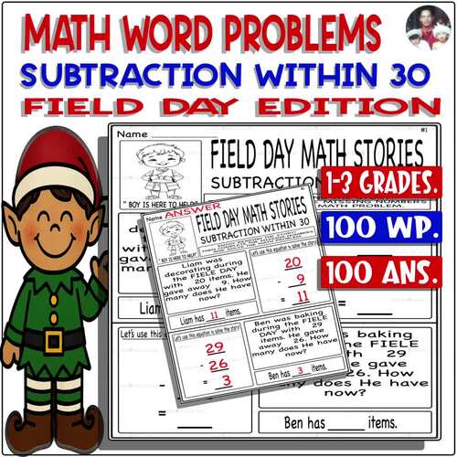 FIELD DAY Subtraction Word Problems Within 30 - Thrive Boost Bright Way ...