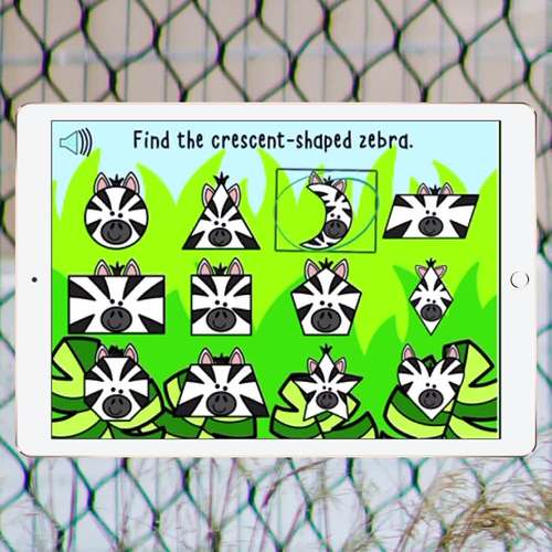 Find the zoo animal shapes | BOOM CARDS with audio | CRESCENT | TPT