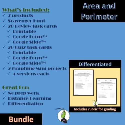 Area and Perimeter Scavenger Hunt Review Activity and Quiz for Geometry