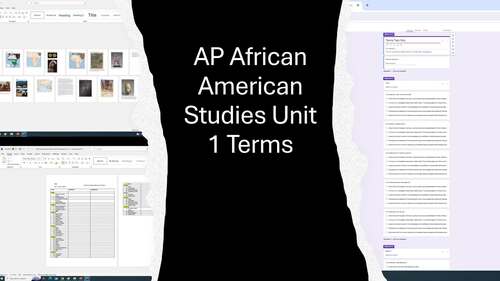 AP African American Studies Unit 1 Terms Only Assessment on Paper