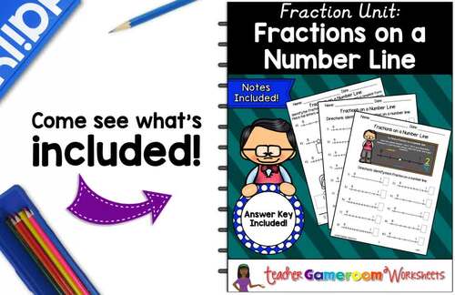 Fraction Unit - Fractions on a Number Line Worksheets by Teacher Gameroom