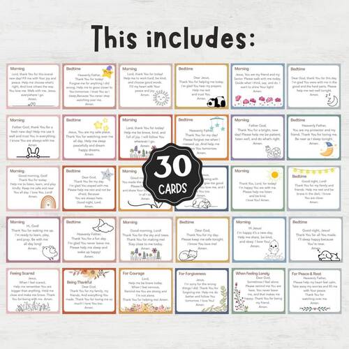 Christian Prayer Cards for Kids, Printable Scripture & Encouragement Cards