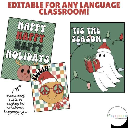 Christmas Retro Groovy Classroom Posters | Christmas Classroom Decor