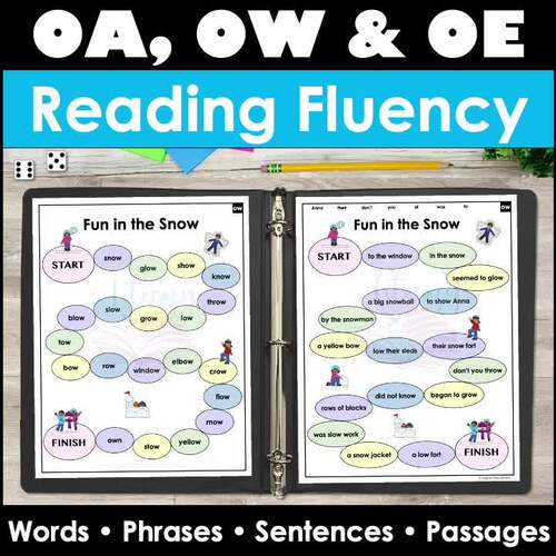 OA OW OE Vowel Team Decodable Readers Passages Fluency Tracker Orton ...