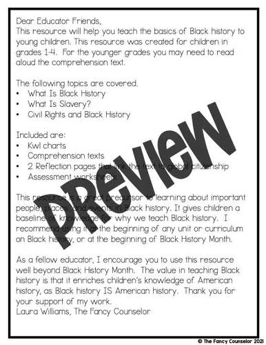 Black History for Elementary School Reading Comprehension Passages ...