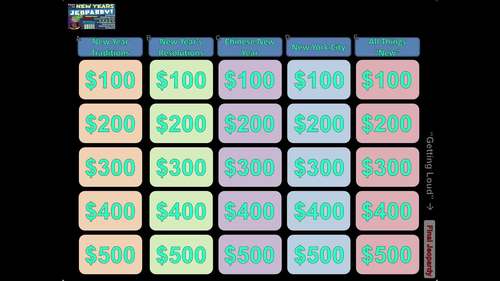 NEW YEAR'S JEOPARDY! Interactive Gameboard, Text & Visuals, Editable ...