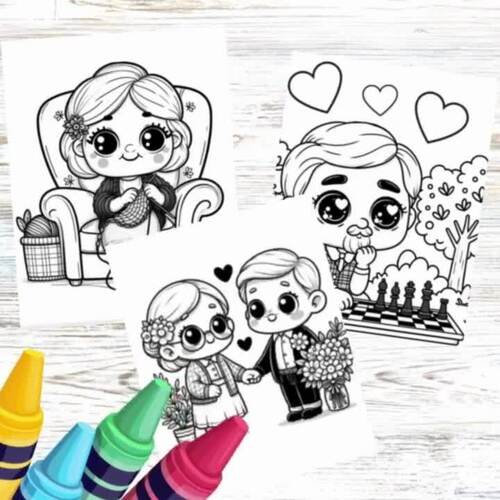 Grandparent's day coloring book - 110 coloring pages | TPT