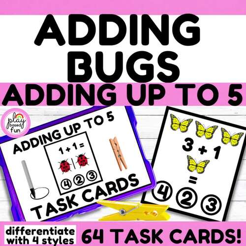 SUMMER ADDITION TASK CARDS, BUG ADDING TASK BOX, SPED MATH, FUN ESY ...