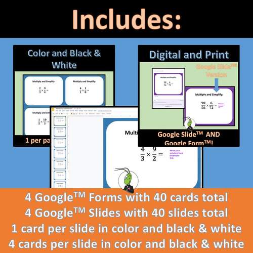 Multiplying Fractions Task Card and Google Bundle by Grasshopper ...