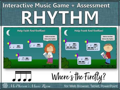 Rhythm Game Interactive Music Game + Assessment Sixteenth Notes {Firefly}