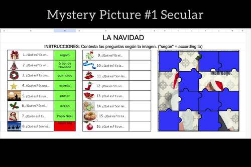 SPANISH CHRISTMAS LA NAVIDAD DIGITAL MYSTERY PICTURE PUZZLES | TPT