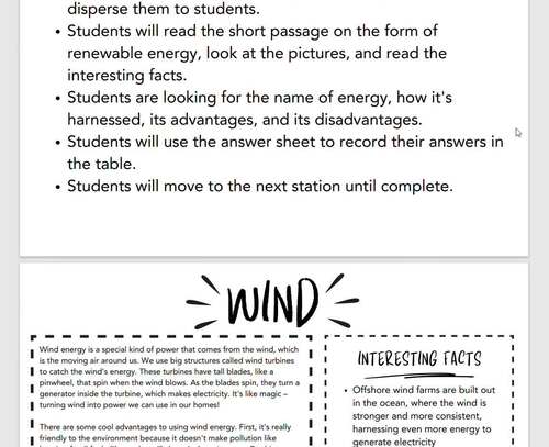 Clean Renewable Energy Gallery Walk | Types, Pros & Cons Science Activity