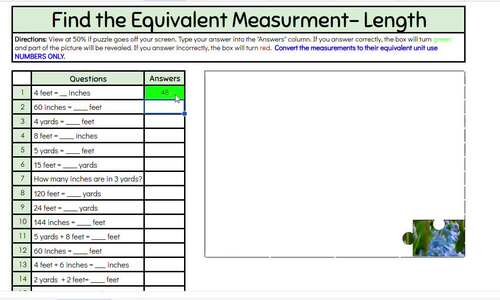 Converting Length | Self-Checking Google Sheets Activity | US Customary ...