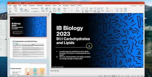 IB Biology 2023 New Syllabus B1.1 Carbohydrates and Lipids PowerPoint