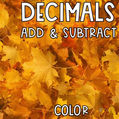 Halloween Math Adding and Subtracting Decimals Color by Number Zombie