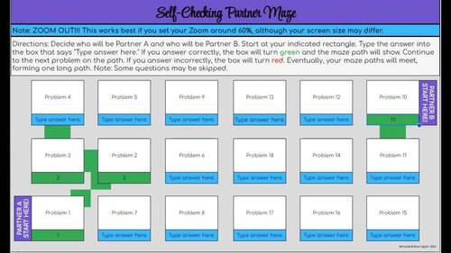 Editable Digital Partner Activity | Maze Template (v.4) by Erica Loves Math