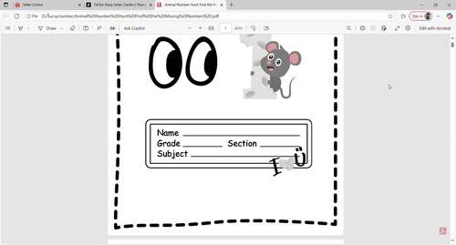 Animal Number Hunt Find the Missing Numbers by chiwden | TPT