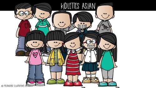 Kidlettes clip art, Asian kids clip art COLORED Version by Melonheadz ...