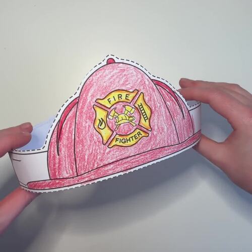 Firefighter Helmet Paper Crown Headband Printable Craft Activity for kids