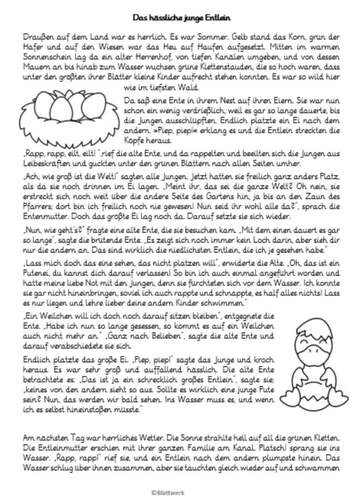 Deutsch/German: Fairy Tale: Ugly Duckling /text, printables by Blattwerk