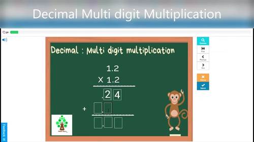 step by step multi digit decimal multiplication boom card by SG Math Guru