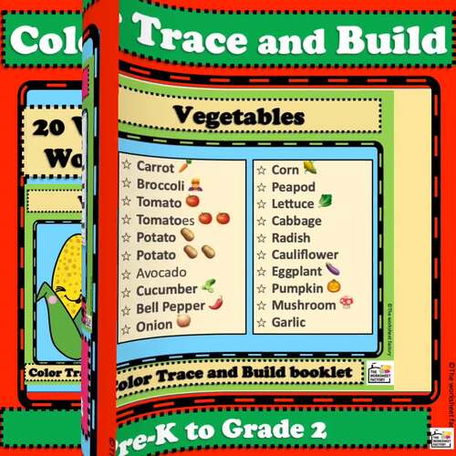 Fruits and Vegetables Trace, Build and Write Workbook from Pre-KG to ...