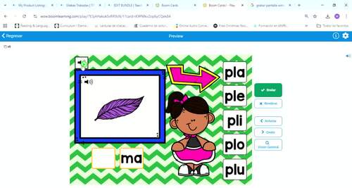 BOOM CARDS: SÍLABAS TRABADAS | Spanish Blends Digital Resources by Ms ...