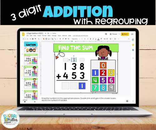 3 Digit Addition with Regrouping Digital Activity using Google Slides