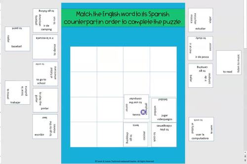 Spanish DIGITAL Puzzles PASATIEMPOS Actividades Infinitive Verbs NO ...