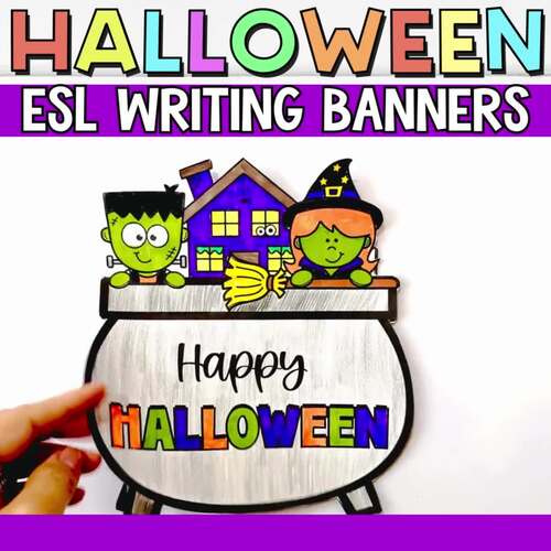 Halloween ESL Writing Craft–Cauldron Reading Flipbook, Past Verbs & Wh ...