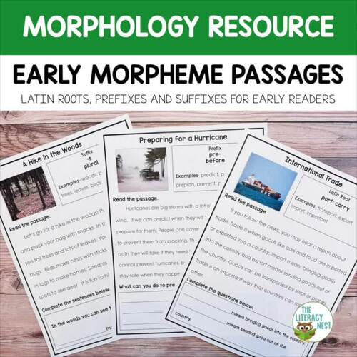 Morphology Activities Early Reader Passages for Prefixes, Suffixes, Roots