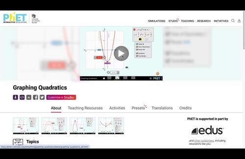 Worksheet: Graphing Quadratics Using PhET Simulation (No Prep) | TPT