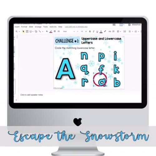 Kindergarten Letters and Numbers Winter Escape Room Google Slides™