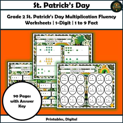 Grade 2 St. Patrick’s Multiplication Fluency Worksheets | 1-Digit | 1 ...