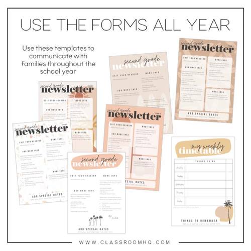 Retro Beachy Editable Meet the Teacher Templates + Class News BOHO SUMMER