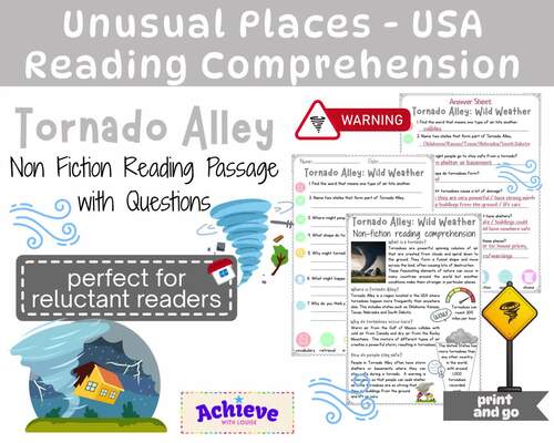 Tornado Alley Wild Weather Reading Comprehension | Nonfiction Text | VIPERS