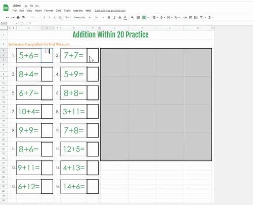 Mystery Picture Math Addition Within 20 Digital Math Picture Reveal