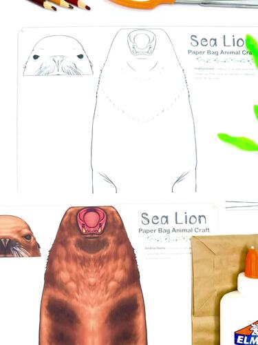 Sea Lion | Paper Bag Puppet | Printable Craft | Sea Lions by Simply ...