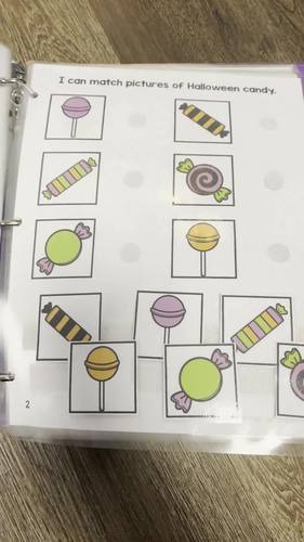 Halloween Matching and Counting Work Binder (Colors, Letters, Numbers ...