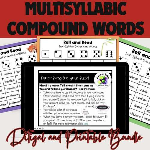 Roll & Read Multisyllabic 4+ Syllable Compound Words Sentences Digital ...