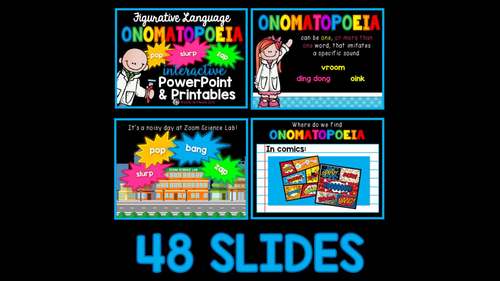 Onomatopoeia PowerPoint and Worksheets Figurative Language by Lindy du ...