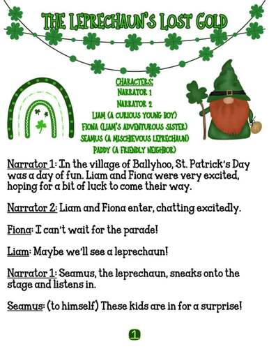 Leprechaun Gold Reader's Theater Grade 2 Fluency Color Fun St Patricks ...